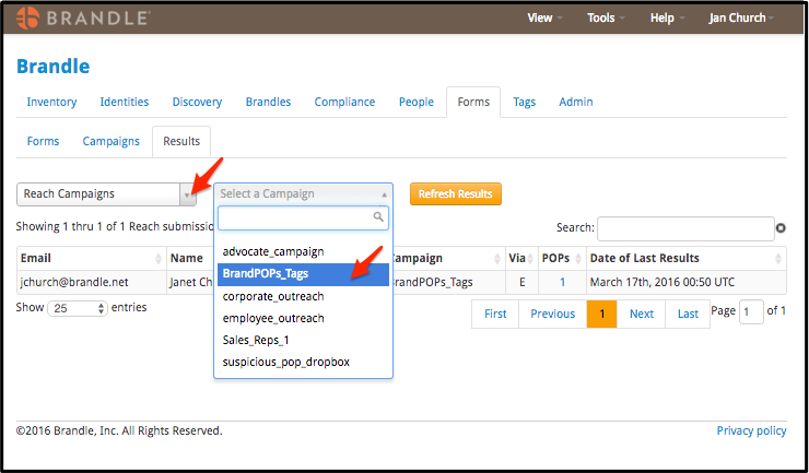 Viewing Campaign Results – Brandle