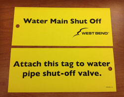 Water Main Shut Off Tag