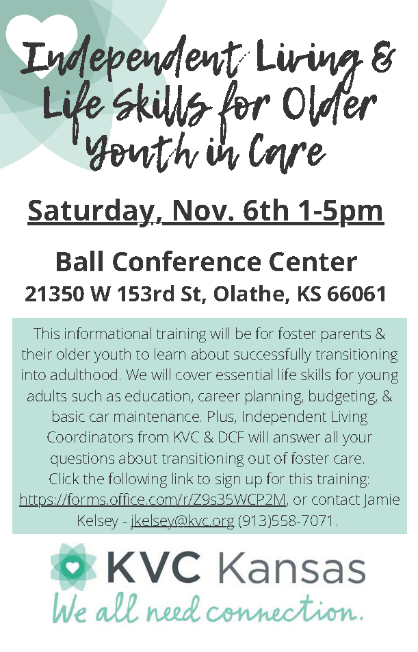 Independent Living and Life Skills for Older Youth in Care - KVC Kansas