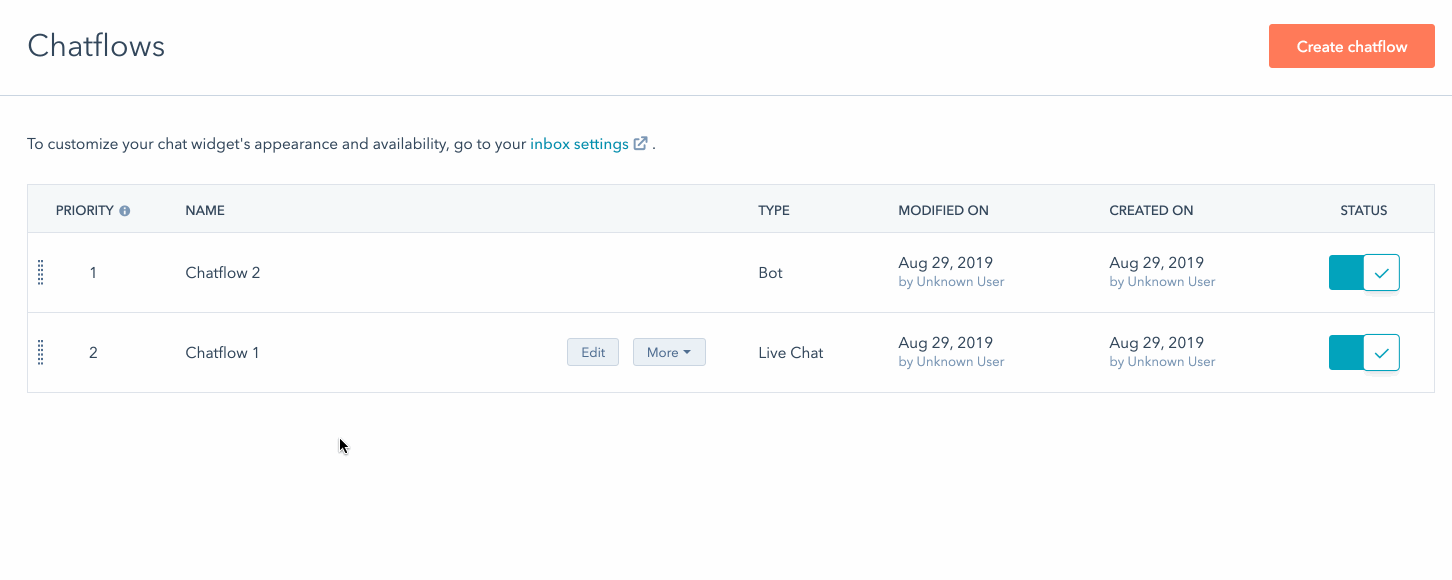 Establecer una prioridad para los flujos de chat