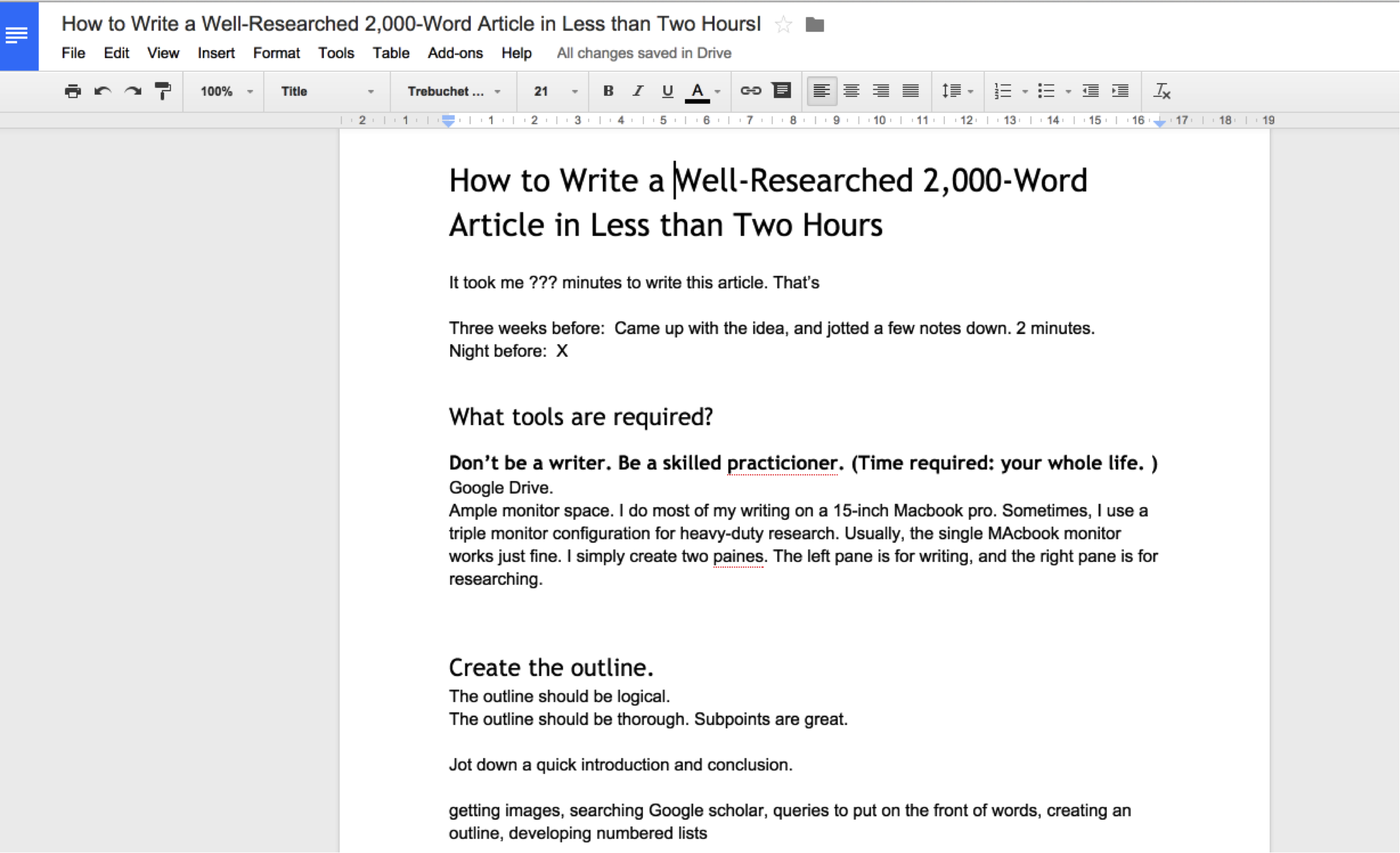 How to Write an In-Depth Post in Less Than Two Hours