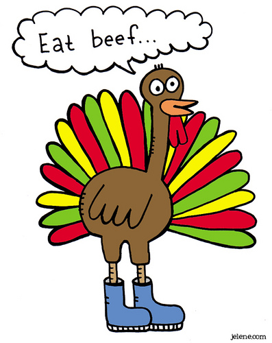 Funny Turkey Eat Beef
