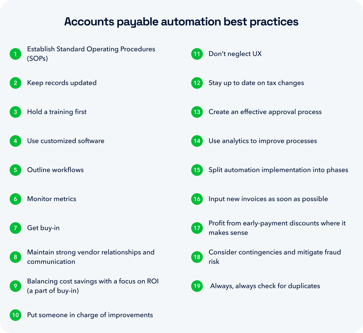 Accounts payable automation: 19 best practices