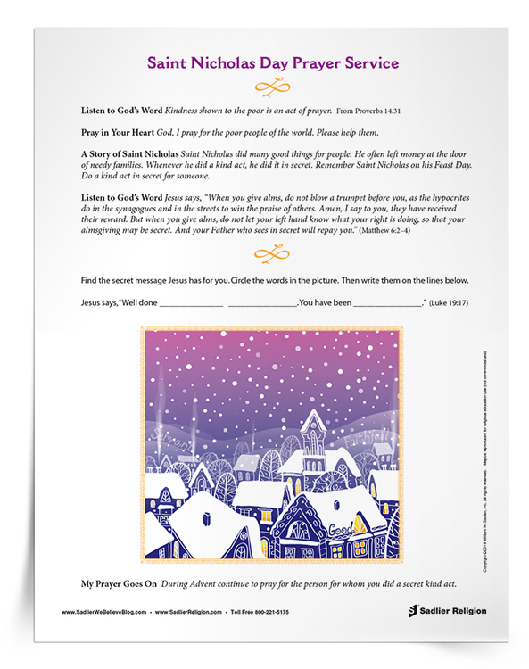 Printable Saint Nicholas Prayer Cards