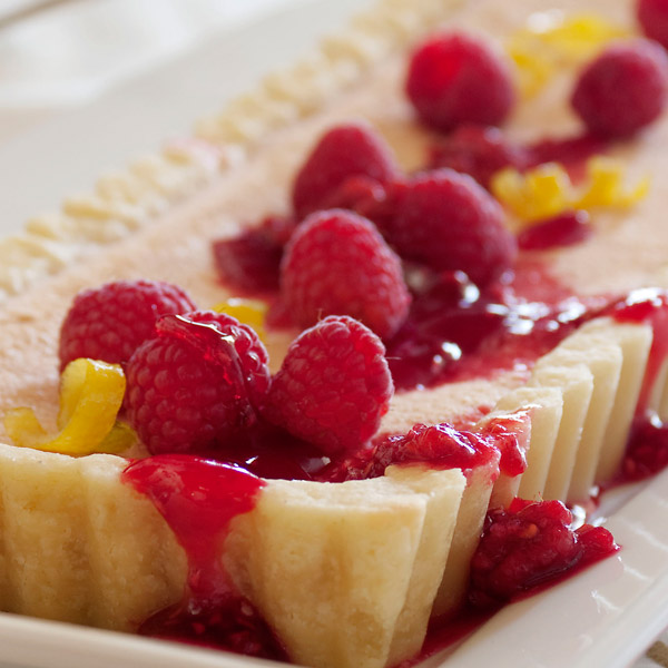 Lemon Tart with Fresh Raspberry Sauce