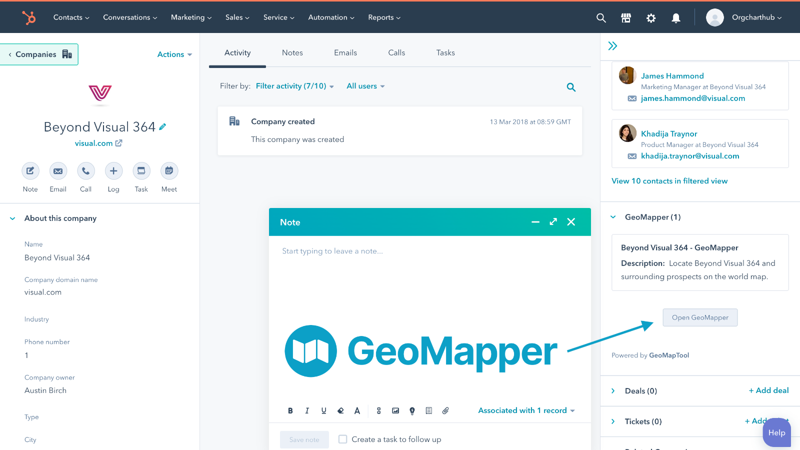 GeoMapper: Map inside your CRM HubSpot Integration | Connect Them Today