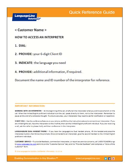 Order Support Materials | LanguageLine Solutions