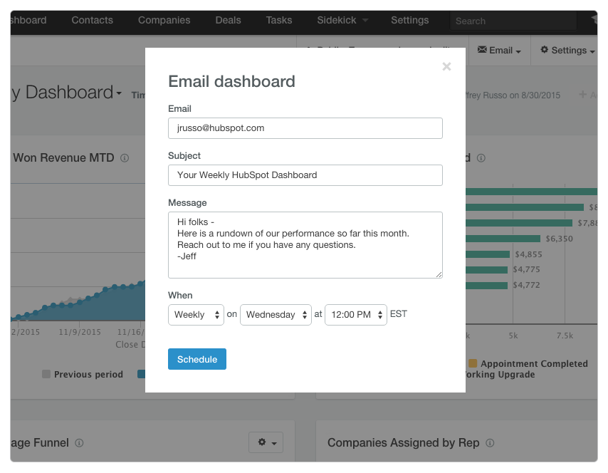 HubSpot Community - Schedule Email Dashboards For Your Team [Reporting ...