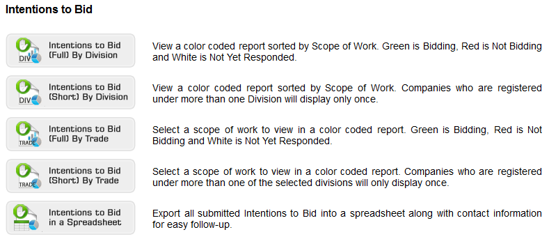 Intentions to Bid | I.S. Help