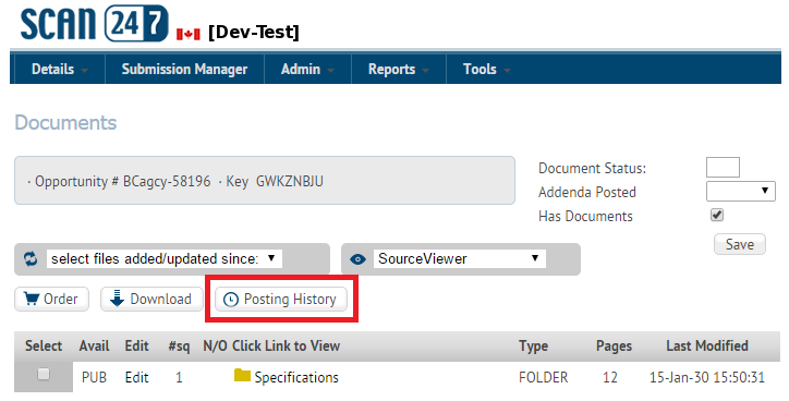 Document Posting History | I.S. Help