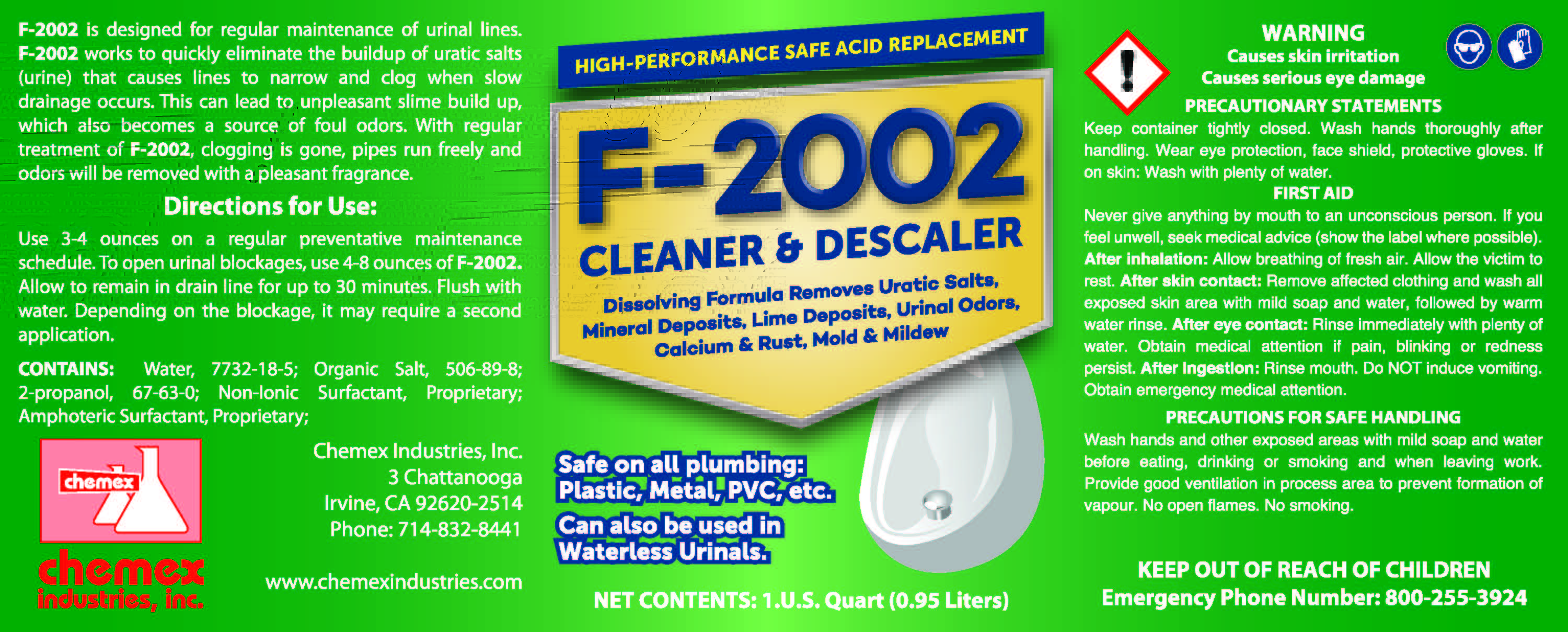 F-2002 | Acid Replacement Cleaner Concentrate - Safety Descaler