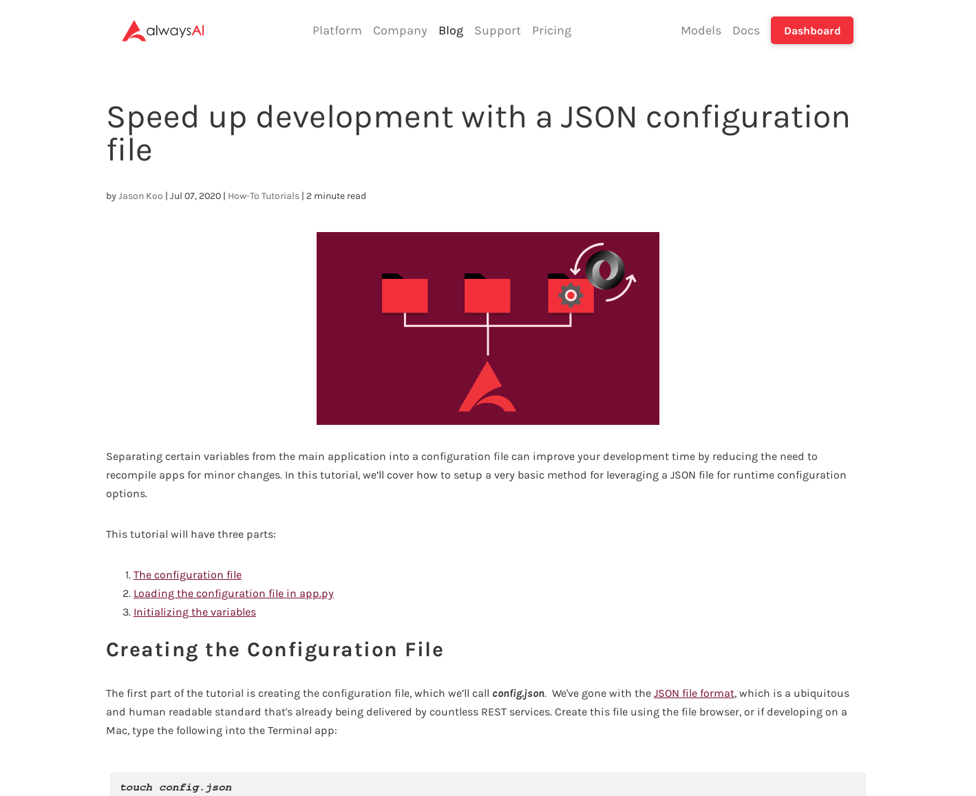 Speed Up Development With A Json Configuration File Alwaysai Blog
