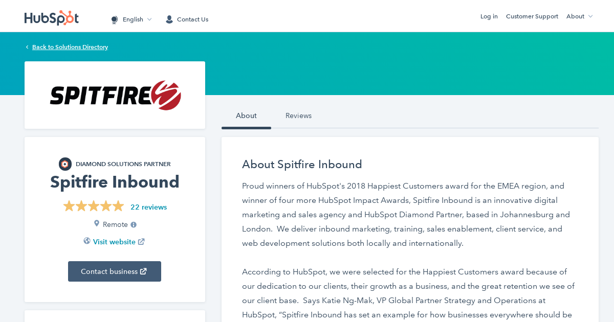 Spitfire Inbound Agency Services & Qualifications | HubSpot
