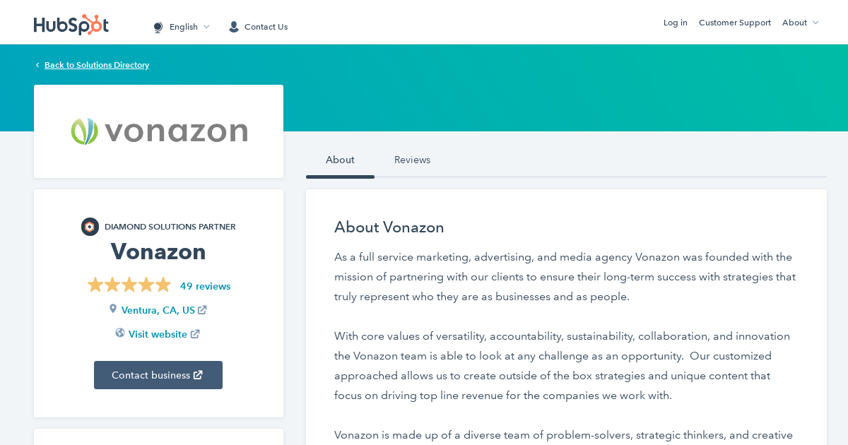 Vonazon Agency Services & Qualifications | HubSpot
