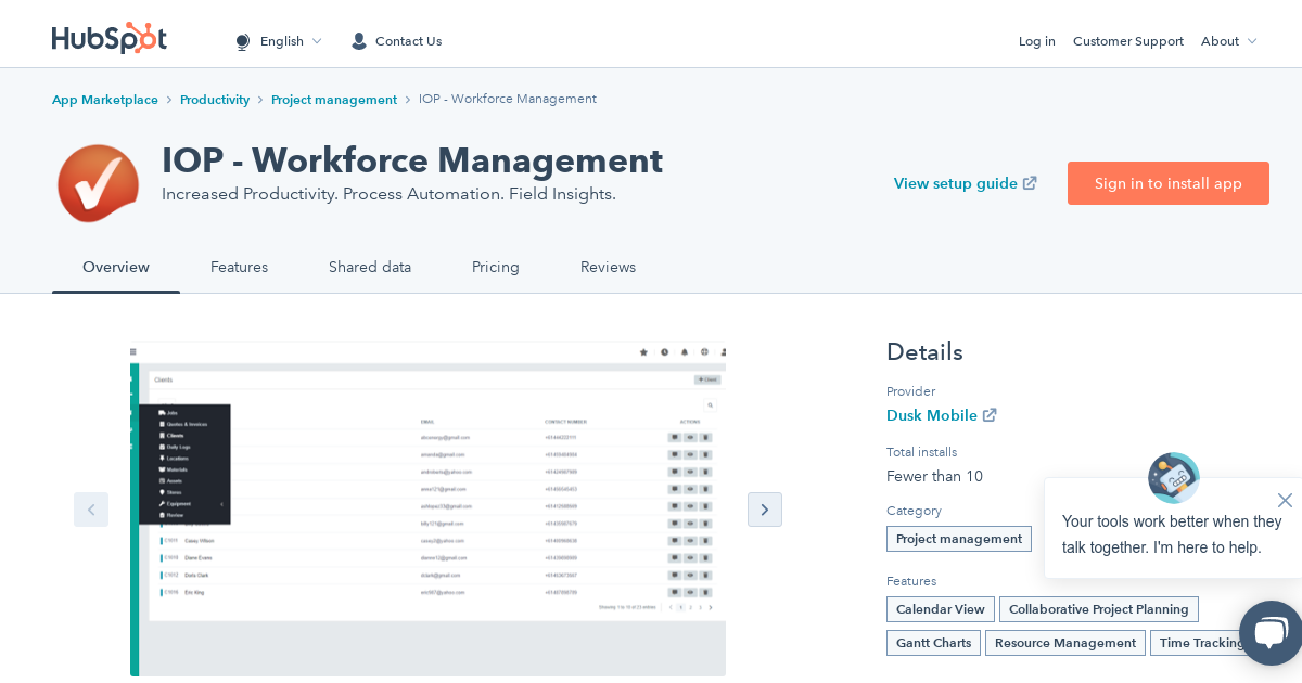 IOP - Workforce Management HubSpot Integration | Connect Them Today