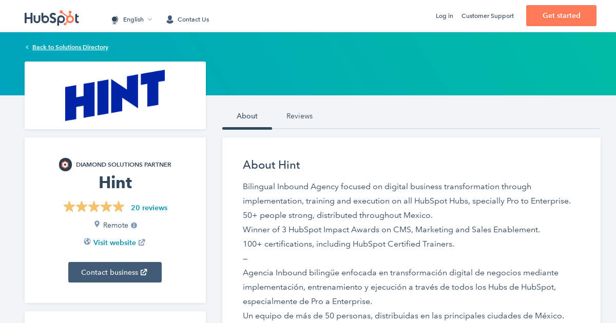 Hint Agency Services & Qualifications | HubSpot