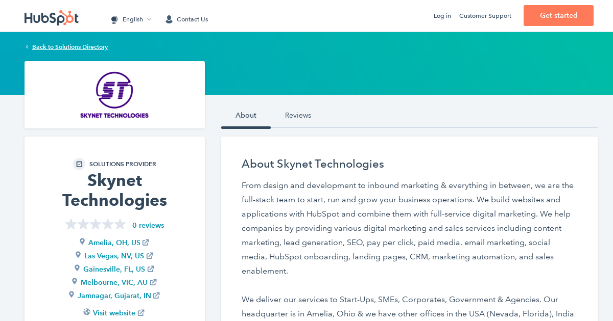 Skynet Technologies Agency Services & Qualifications | HubSpot