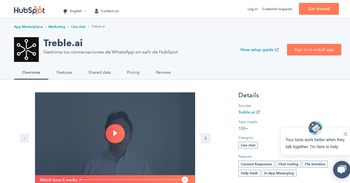Intégration Treble.ai pour HubSpot | Connecter cette intégration